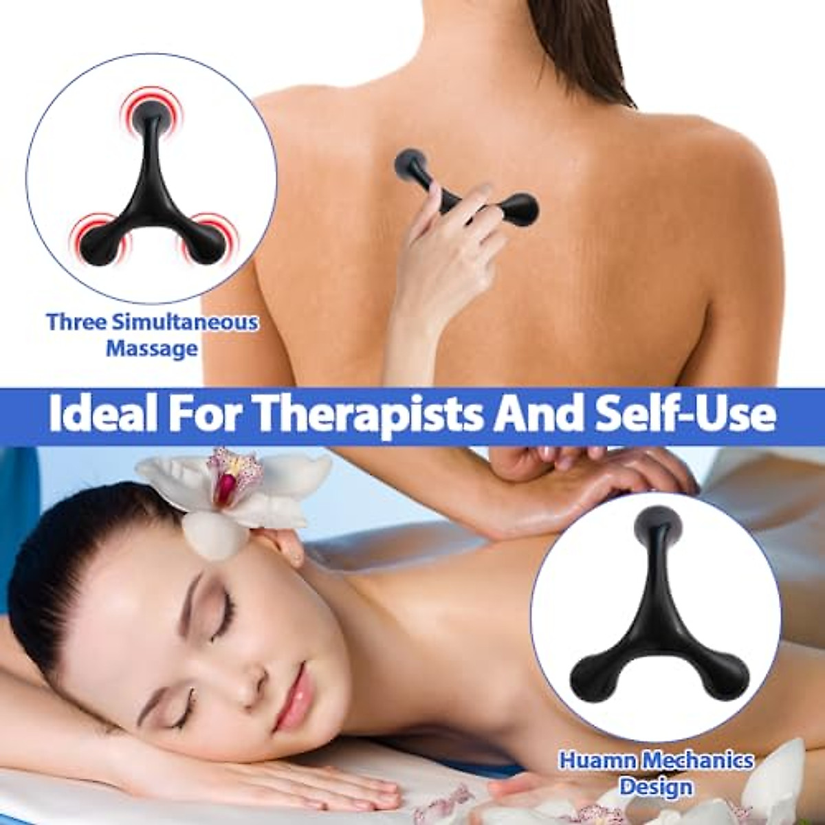 Abnaok Manual Trigger Point Massage Tool and Thumb Saver for Full Body Deep Tissue Massage, with 3-Legged Massage Knobs, Stress Relief