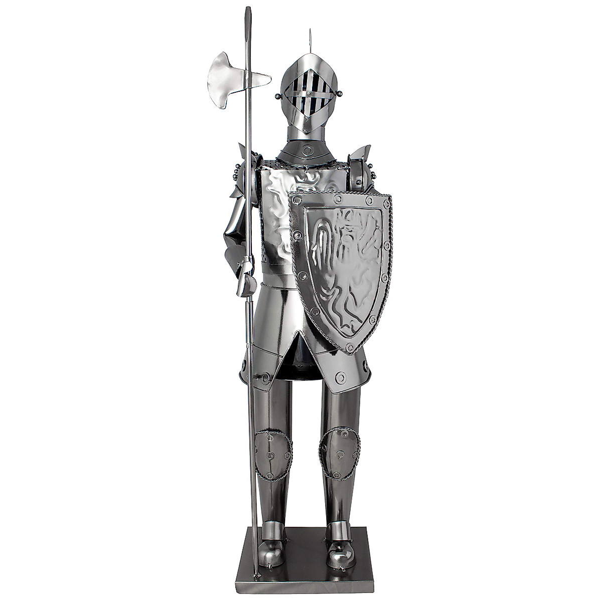 BRUBAKER Wine Bottle Holder 'Knight' - Table Top Metal Sculpture - with Greeting Card