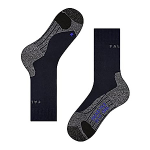 FALKE Men's TK2 Explore Cool Hiking Socks, Mid Calf, Medium Padding, Athletic, Breathable Quick Dry, Cooling, Lyocell, Blue (Marine 6120), 9-10, 1 Pair