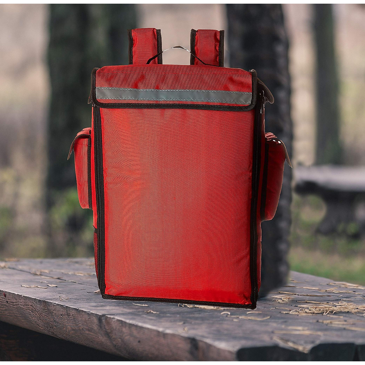 Food Delivery Backpack 14" L x 10" W x 19" H, Delivery Bag, Thermal Backpack,Heat Insulated Backpack, 2-Way Zipper (Red)