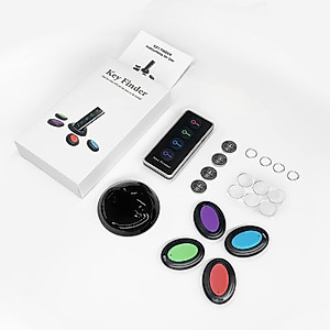 MYLAIM Wireless Key Finder with LED Light (131ft Range) - Easy-to-Use for Seniors - Locate Keys, Phones, Wallets, and TV Remotes - 4 Receivers, No App Required - Includes Batteries.