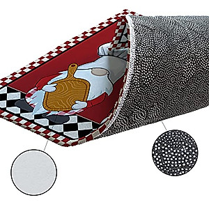 Modern Large Area Rug 5' x 8' Bedroom Rugs, Fat Chef Runner Rug Non Slip Kitchen Rug Washable Floor Carpet Mat for Living Room Bathroom Outdoor Cook Gnomes Buffalo Plaid Red