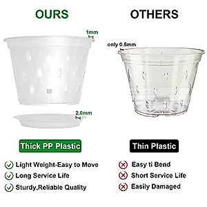 Suguder 8 Pack 7 Inch Orchid Pot, Orchid Pots with Holes and Saucers, Clear Plastic Plant Flower Pot for Indoor Outdoor Garden
