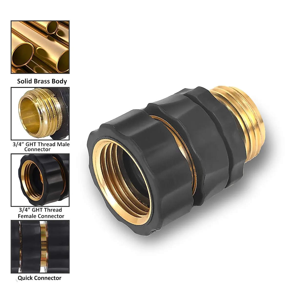 Garden Hose Quick Connector, 3/4 Inch Male and Female Garden Hose Fitting Quick Connector, 6 Set