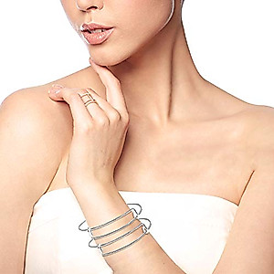 UPINS 60Pcs Expandable Blank Bangle Bracelets Adjustable Wire Bracelets for DIY Jewelry Making, Silver