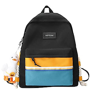 KOWVOWZ Cute Backpack School Backpack Student Bookbag Casual Daypack Travel Bag Water Resistant Women Girls kawaii boy (black)