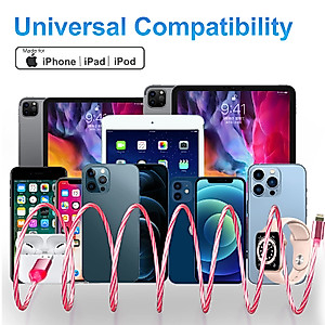 Apple MFi Certified iPhone Charger 6.6ft, LED Light Up Apple Charger Lightning Cable Data Sync Cord LED Light Up Glowing Fast Charging Cable Cord for Apple iPhone 13/12/Pro/11/X/XS/XR/8/7/6/5S/SE/iPad