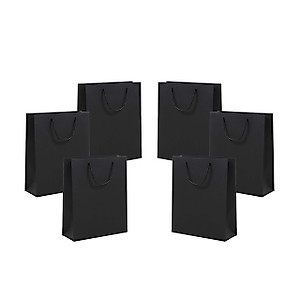 SHIPKEY 10 Pack Small Gift Bags | 6x2.5x8inch Black Gift Bags, Gift Bags for Men, Wedding Gift Bags, Black Paper Bags