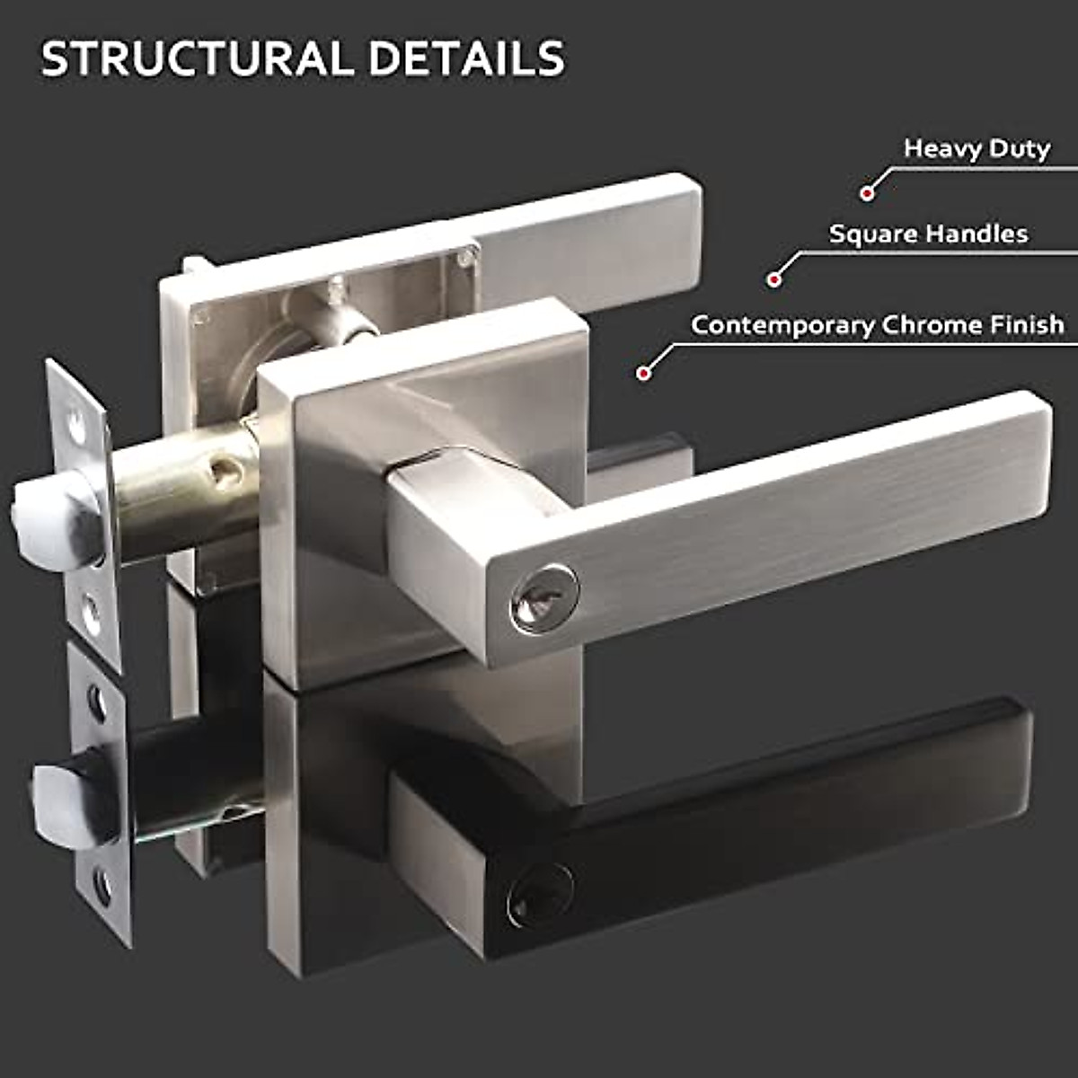 Bonpoly 6 Pack Heavy Duty Entrance Door Lever Door Handle(for Office/Front Door), Entry Door Handle Set, Keyed Alike/Combo Keys Door Handles, Satin Nickel Lever Door Knobs with Lock and Key