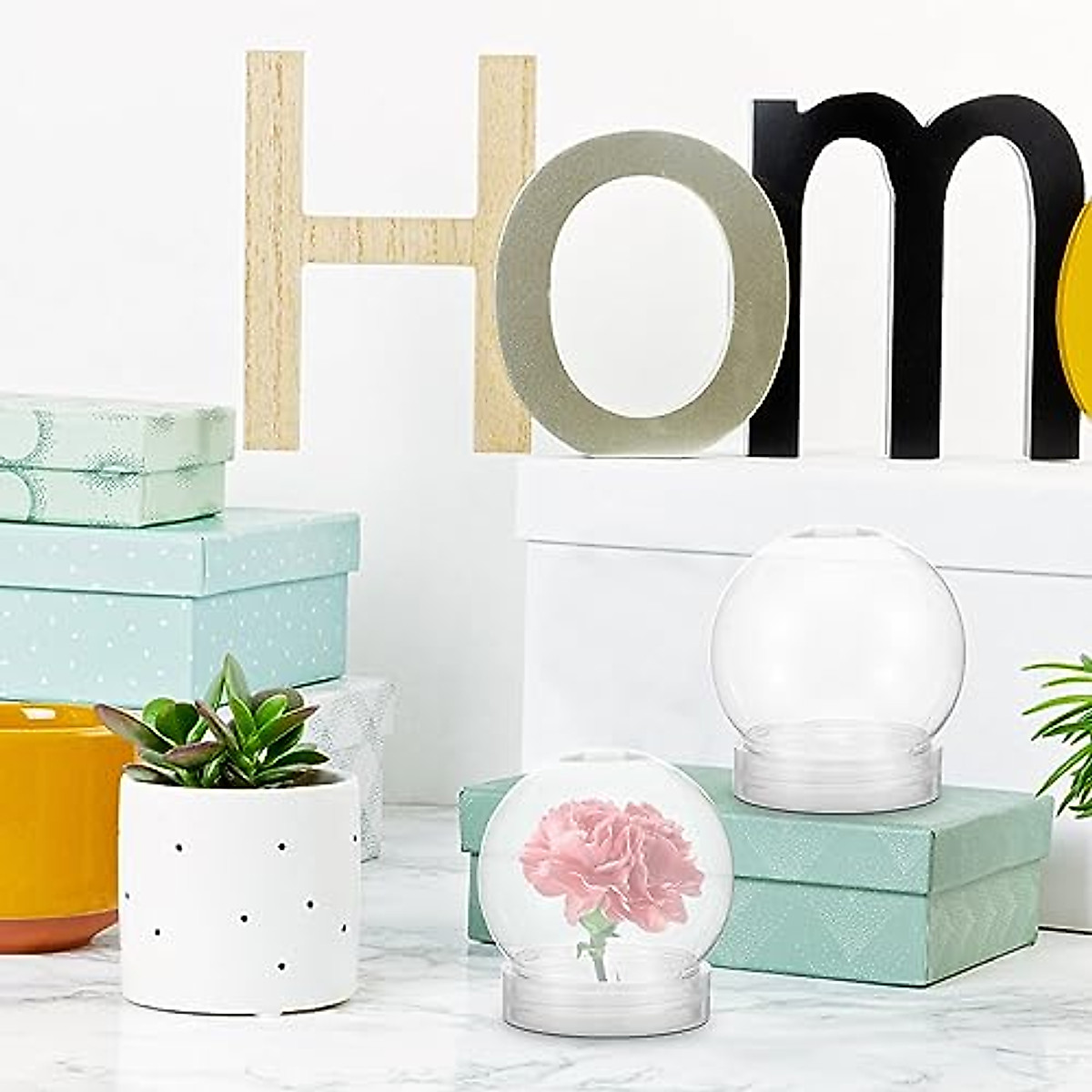 Ciieeo 10pcs Screw Off Cap Water Globe Jar Plastic Globes with Screw Off Cap DIY Clear Plastic Water Globe for Crafts Christmas Home Decoration