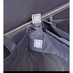 Double Laundry Hamper with Removable Lid and Two Removable Mesh Bags with Sturdy Construction in Elegant Gray Linen