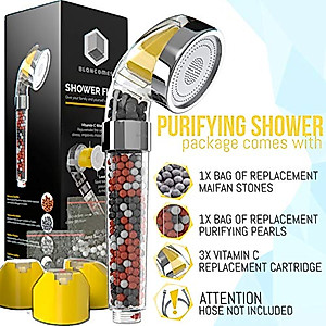 Shower Head Filter, High Output with Vitamin C Shower Head Filter for Hard Water and Chlorine Handheld Shower Head with Filter Beads Easy to Install Universal System Water Softener