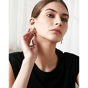 Vivid Snake Earrings Women 18K Gold Plated Stainless Steel Dangle Earring (Gold)
