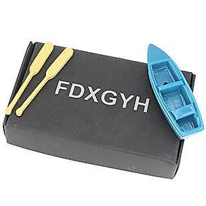 4 Pack Miniature Rowboat Little Resin Boat Canoe Model with Oars for Fairy Garden Home Decoration [FDXGYH]