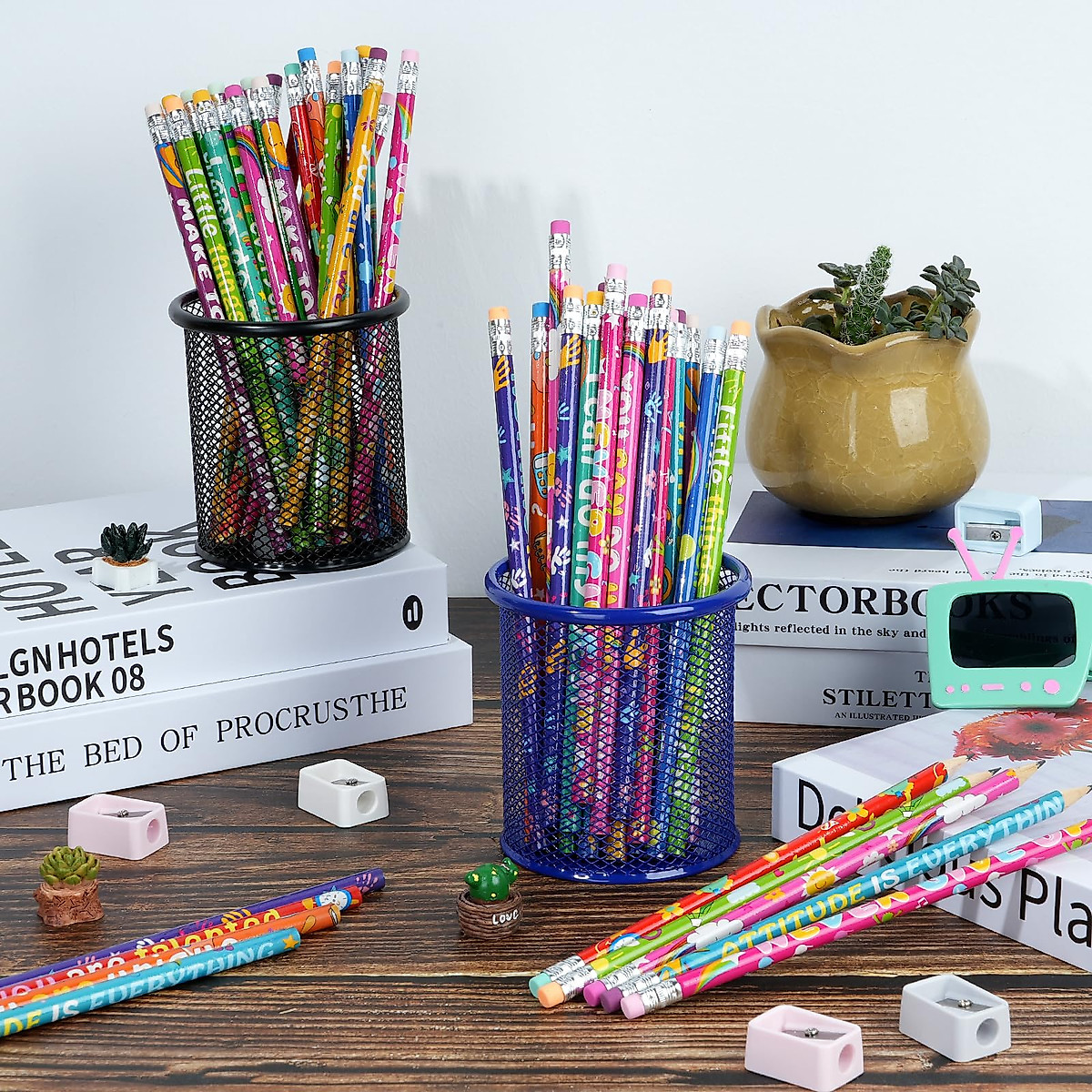 100 Pcs Motivational Pencils Bulk, Rainbow Inspirational School Pencils for Classroom, Cute Pencils with Encourage Positive Sayings, Back to School Supplies for Kids Student Teacher Classroom Reward