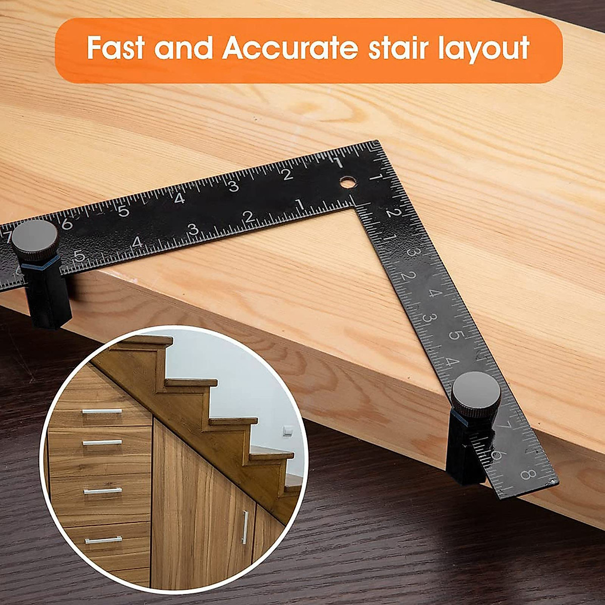 Garosa Stair Gauges for Framing Square Aluminium Alloy Stair Stringer Layout Tool Stair and Rafter Gauge Clamps for Stair Layout Stair Gauge Black