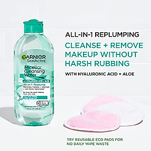 Garnier SkinActive Micellar Water with Hyaluronic Acid & Aloe, Facial Cleanser & Makeup Remover, 13.5 fl. oz, 2 count (Packaging May Vary)