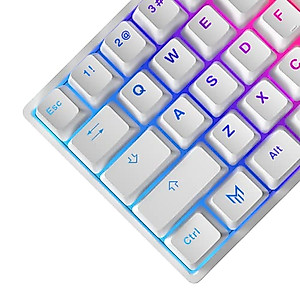 Matrix Elite Series White 60% Mechanical Gaming Keyboard: Fast Switches - Millions of RGB Options - No Latency - 61 Keys - Doubleshot PBT keycaps - Hot Swappable (Blue Switches)