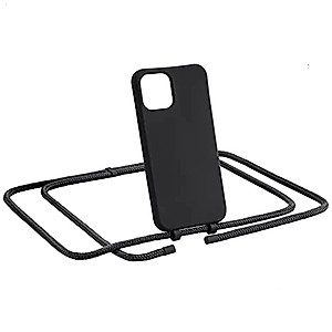 HoldingIT Crossbody Phone Case with Detachable Lanyard Compatible with iPhone 14, 2-in-1 Crossbody iPhone Cover with Drop Protection, Adjustable Rope Black