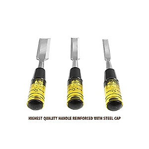 Buck Brothers 1201030 3-Piece Professional Wood Chisel Set, Woodwork Chisel, For Woodworkers Tool Set, For Wood Chisel Sets, Carpentry Tools