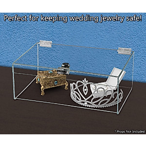 Acrylic Locking Display Case with Keys 12" x 9" x 5" Clear Countertop Rectangular Lucite Tray with Lid for Tradeshows Expos Flea Markets and Swap Meets by Marketing Holders