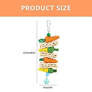 LUOZZY Bird Toys for Parakeets Funny Bird Chew Toys Wooden Natural Corn Carrot Bird Parrot Foraging Hanging Toys for Small Parrots Parakeets Conures Cockatiels