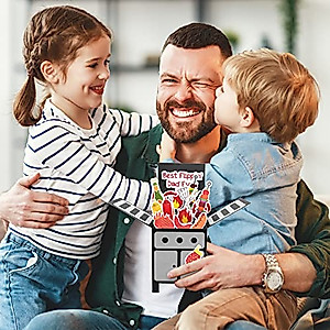 Mosailles Dad Birthday Card Christmas Greeting Thank You Gift Card For Father Husband Grandfather Brother Men Best Flippin’ Dad Ever 3D BBQ Pop Up Card With Envelopes And Notes