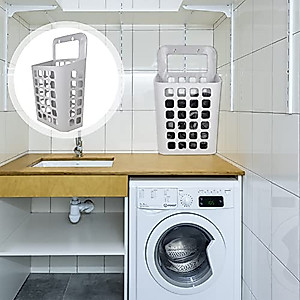 Cabilock for Handle Clo Container Toy Grey Clothes Pink Bedroom Organizer Green Dirty Household Small, Sorter B Bucket Plastic Dorm Hamper Basket Detachable Mesh Large, Hanging Wall