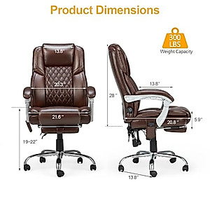 HOMREST Executive Office Chair, Ergonomic Office Chair with Adjustable Lumbar Back Support,Big and Tall Office Chair with Massage and Heat,Home Office Desk Chair,Black