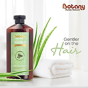 Botany Natural Shampoo for all Hair types with Organic Coconut Oil, Tea Tree, and Aloe Vera - Vegan Shampoo for Women and Men SLS/SLES, Silicon, Paraben and Cruelty Free,17.6 oz