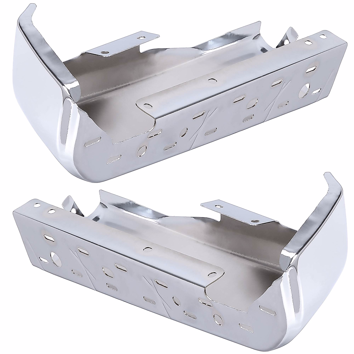 ECOTRIC Rear Bumper Ends Caps Cover Compatible with 2015-2020 Ford F150 Replacement For FO1102380 W/O Park Sensor Holes Chrome Steel Left & Right