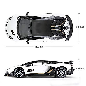 RASTAR Toy Lamborghini Car 1:14 Lamborghini Aventador SVJ Remote Control Model Car, Super RC Sport Racing Car for Kids Boys Gifts, 2.4GHz / White
