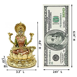Hindu Goddess Saraswati Statue - 4.6" H Indian God Saraswati Idol Lotus Sculpture - Home Temple Indian Pooja Items Car Decor - Housewarming Wedding Return Gifts Diwali Gifts Antique Gold