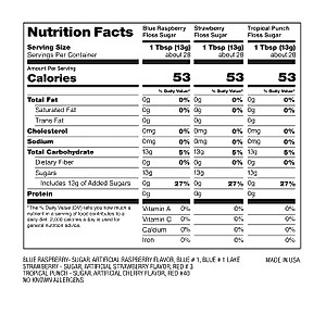 Nostalgia Kool-Aid Flossing Party Kit (3-Pack) | Blue Raspberry, Strawberry, Tropical Punch | 3 16oz Bottles of Cotton Candy Sugar Mix | 96 Small to Medium Cone Servings, 16 Ounces