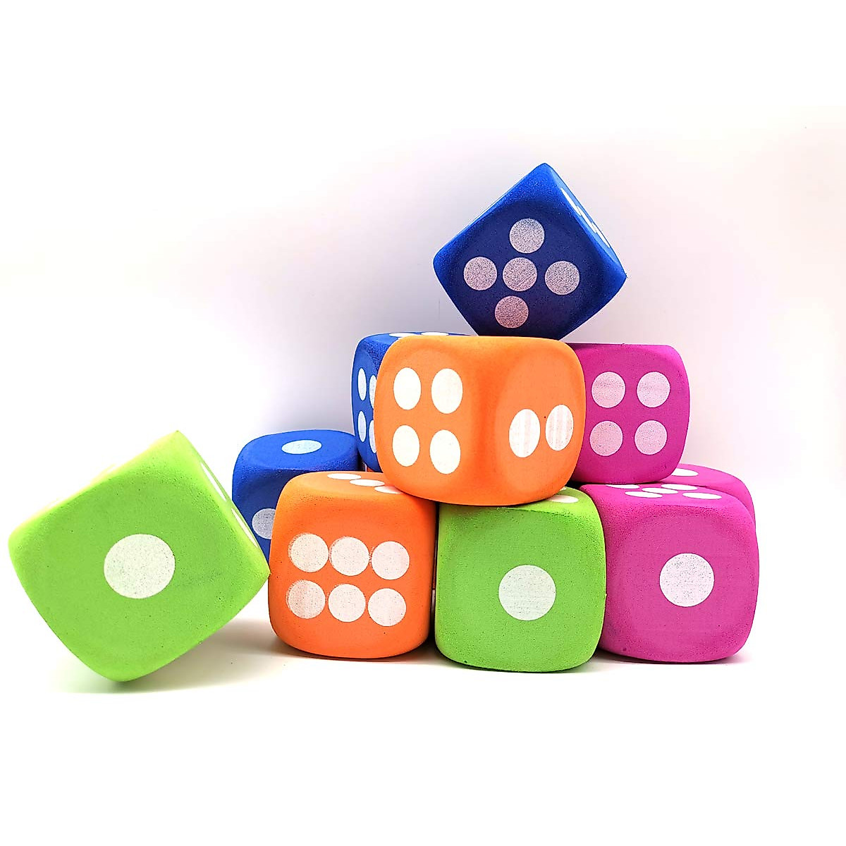Qidiwin Jumbo EVA Dices, Giant Dot EVA Foam Dices for Kids Building Blocks,Educational,Party Suppliers, 4 Color,12PCS
