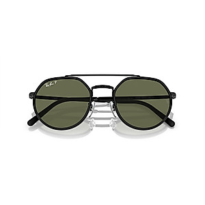 Ray-Ban RB3765 Round Sunglasses, Black/Green Polarized, 53 mm