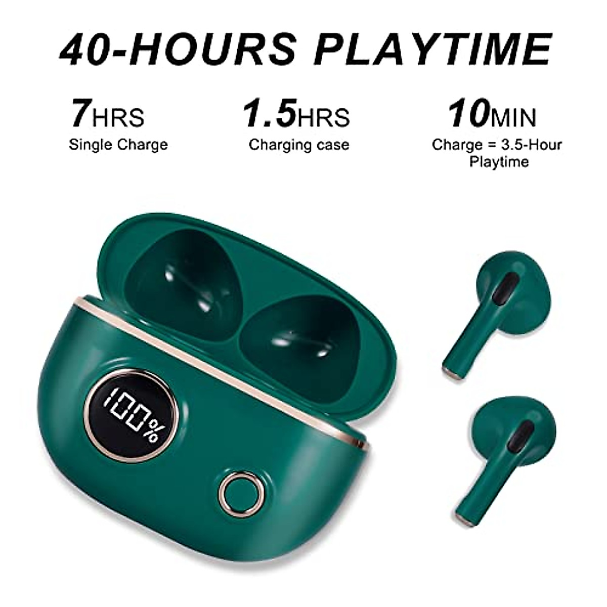 LHBHT Bluetooth Wireless Earbuds,Noise Cancelling True Wireless Earbuds,Touch Control Earbud & in-Ear Earbuds,Earbuds Includes Compact Type C Charging Case Fast Charging,Perfect for Work Travel Sport