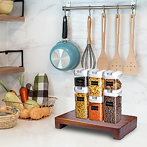 Wood Pedestal Stand 12x7x1.8 inches, Farmhouse Wood Riser, 100% Natural Acacia Wood, Non-Slip Bottom, for Bathroom Kitchen Counter Sink, Display Decorative for Plant Bottle Candle (Rectangular)