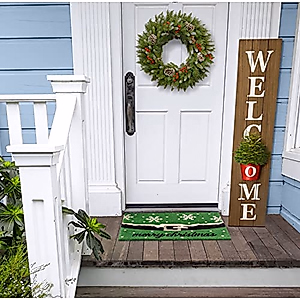 Rugsmith Green Tufted Holiday Merry Christmas Snow Flakes Area Rug Doormat, 18" x 30"