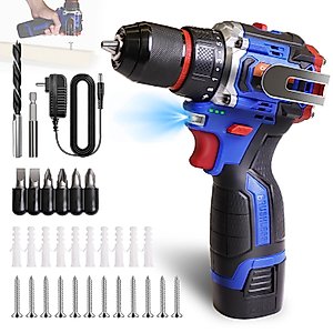 Aspro Cordless Drill, 16.8v Brushless Power Drill Set with Battery and Charger, 2 Variable Speed, 3/8'' Keyless Chuck, Built-In LED, Versatile Small Drills for Electric Drilling and Screwing
