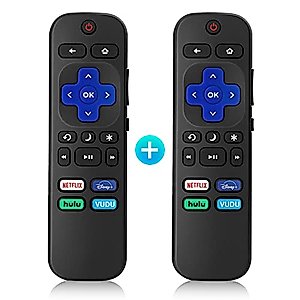 【Pack of 2】Replacement Remote for Roku TV, Compatible with Hisense Roku/TCL Roku/Onn Roku/Philips Roku/Insignia Roku/Sharp Roku TV, Remote with Netflix, Disney, Hulu, VUDU(Not for Roku Stick and Box)