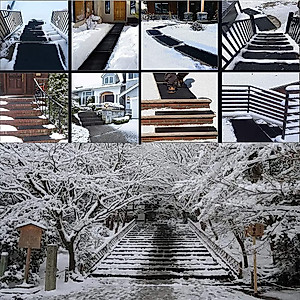 Residential Heated Snow Melting Heated Stair Mat, PVC Heated Snow and Ice Melting Mat with Power Cord, Slip Stair Heating Outdoor Mats 2 in/h Melting Speed for Winter Snow Removal (25.4x38.1cm)
