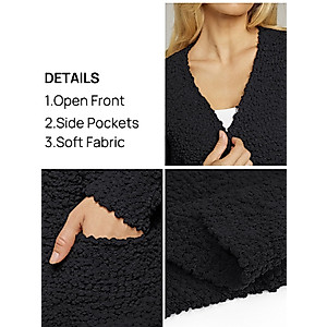 MEROKEETY Women's 2024 Winter Long Sleeve Soft Chunky Knit Sweater Open Front Cardigan Outwear Coat Black
