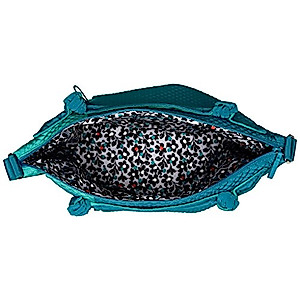 Vera Bradley Women's Microfiber Hadley on the Go Satchel Purse, Bahama Bay and Turquoise Sea, One Size