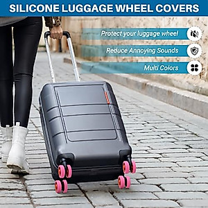 LEWSHQI 8pc Luggage Wheel Covers-Carry on Luggage Suitcase Wheels Protector/Luggage Caster Cover for Most 8-Spinner Wheels Luggage Sets,Silicone Case for Suitcases Wheel/Luggage Accessories/Black