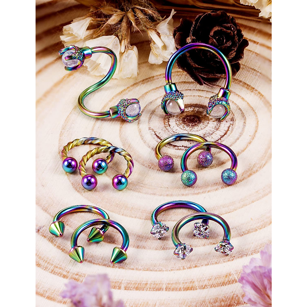 Cisyozi 16G Lip Rings Hoop Piercing Jewelry for Women Stainless Surgical Steel Spiral Horseshoe septum Ring Dragon Claw Tragus Helix Cartilage Earring Hoop Piercing Jewelry for Women Men 16 Gauge 8mm