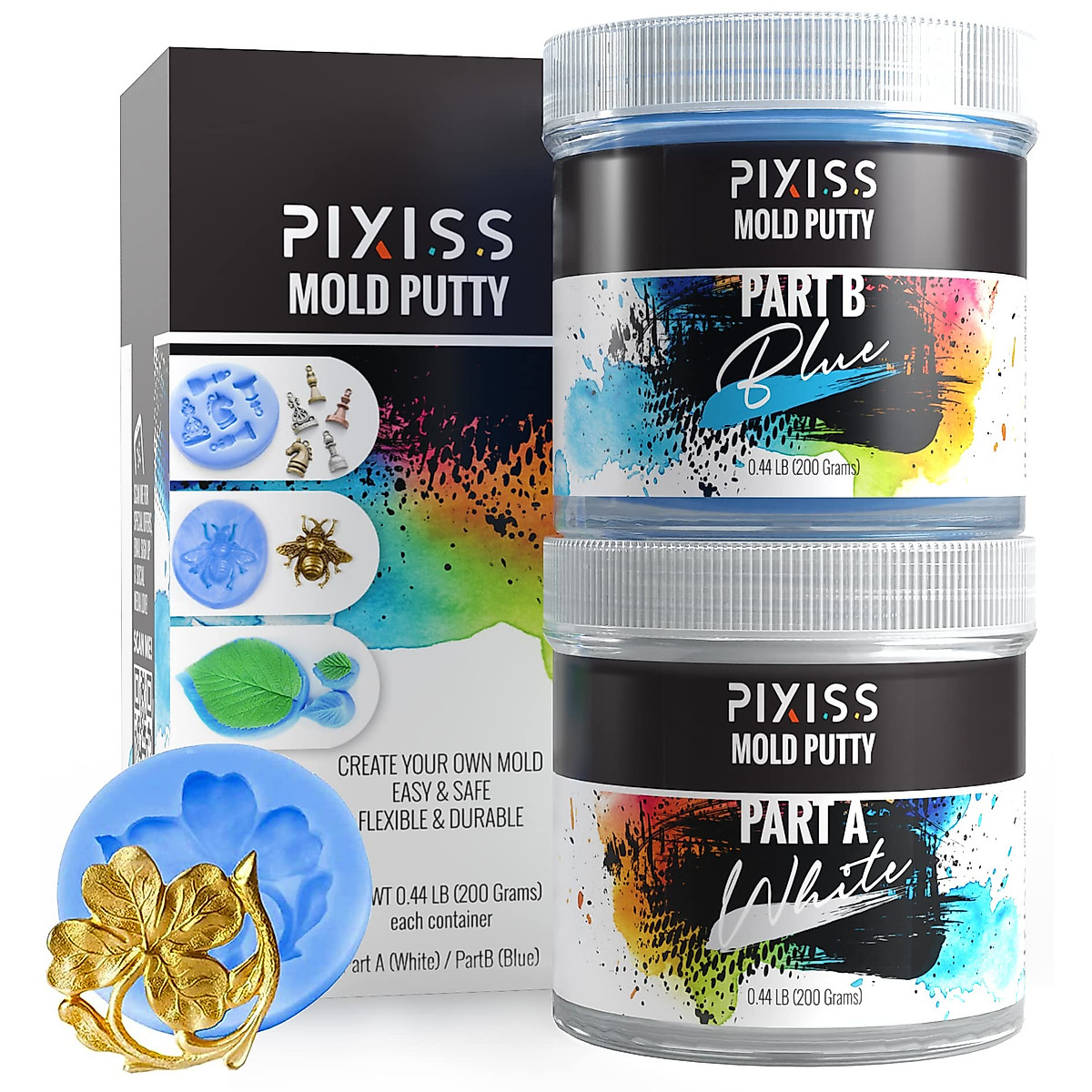 Mold Putty Silicone Mold Making Kit, Super Easy 1:1 Mix Mold Putty, 3/4 Lb (400 Grams), Makes Strong Reusable Silicone Molds