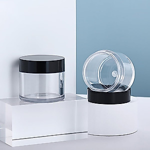 ccHuDE 10 Pcs 30 ml 1 oz Refillable Plastic Jars Small Cosmetic Jars Round Clear Jars Empty Creams Jars Makeup Sample Containers with Lid White