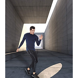 SILKWORLD Men's Compression Pants Pockets Cool Dry Gym Leggings Baselayer Running Tights(X-Large,2 Pack: Black+White)