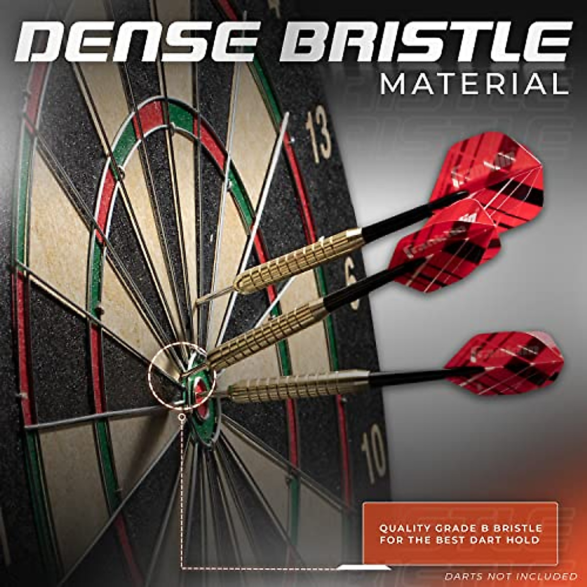 Franklin Sports Bristle Dart Board - Professional Steel Wire Dartboard - Regulation Sized 18" Inch Steel Tip Darts Board - Self Healing Sisal Dartboard for Adults